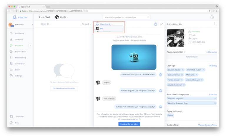 How to Use ManyChat's Live Chat — Features, Settings, Coming Soon
